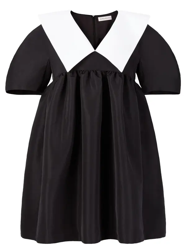 Nina Ricci Contrasting-collar Taffeta Babydoll Dress - Black