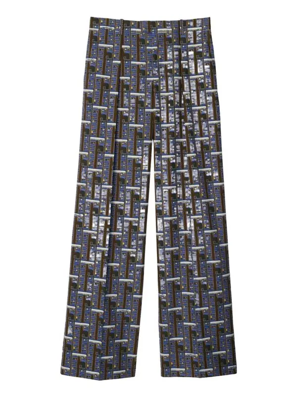 Burberry Silk Straight-leg Trousers - Blue