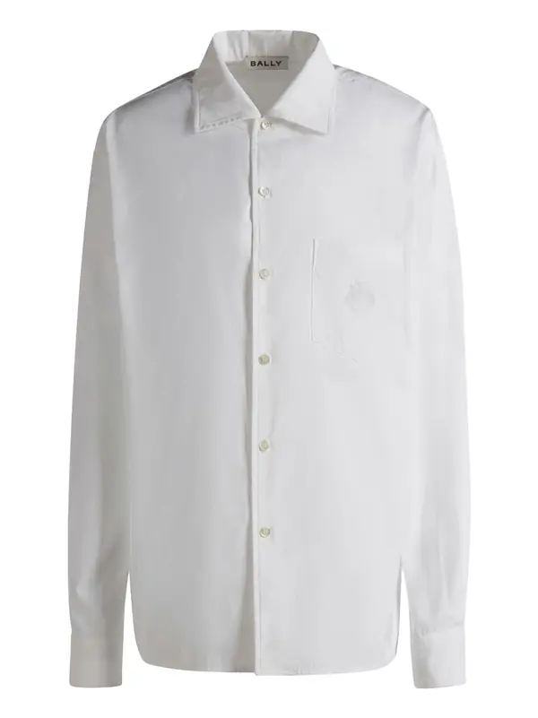 Bally Embroidered Logo Cotton Button-up Shirt - White