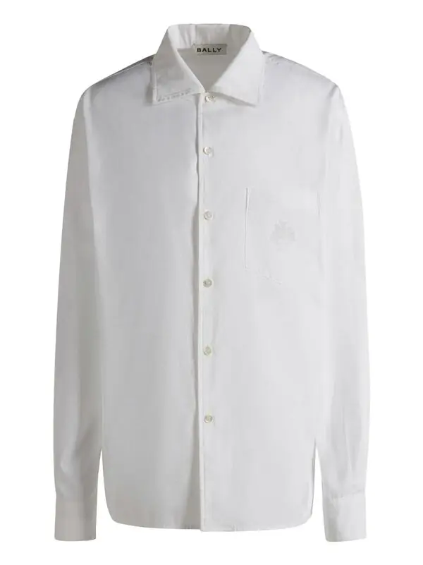Bally Embroidered Logo Cotton Button-up Shirt - White
