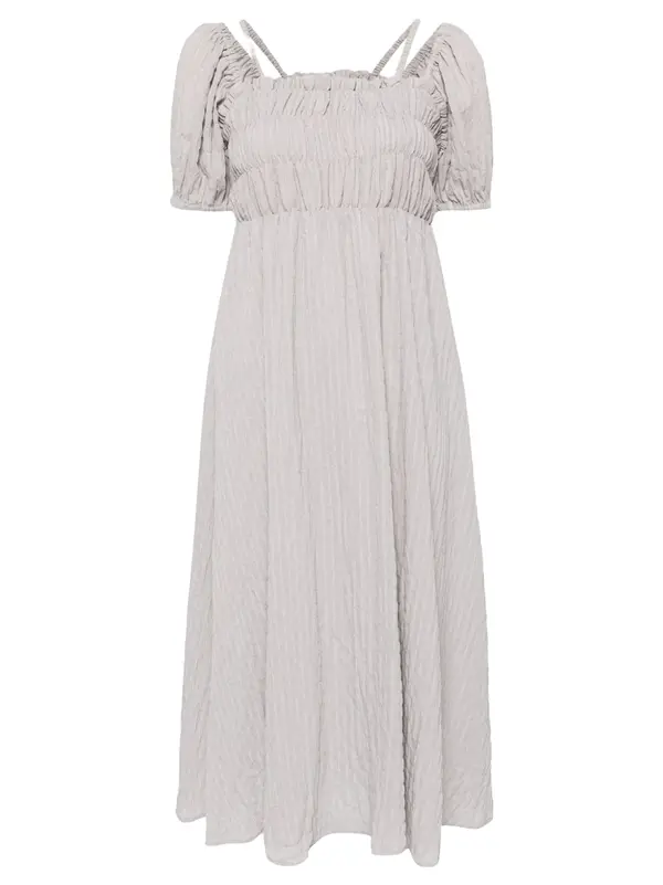 TOUT A COUP Puff Sleeves Mid-length Dress - Grey