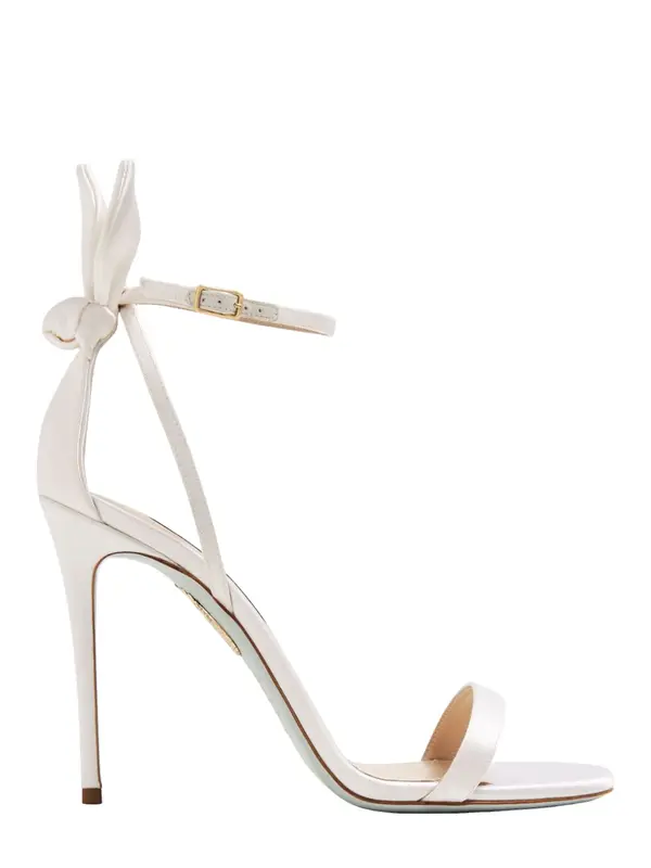 AQUAZZURA Bow Tie 105mm Leather Sandals - White