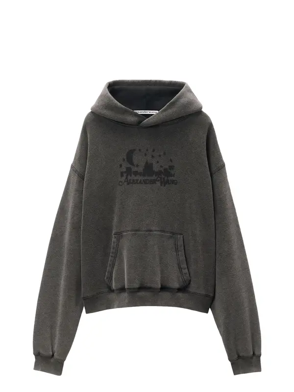 Alexander Wang Logo-jacquard Cotton Hoodie - Grey