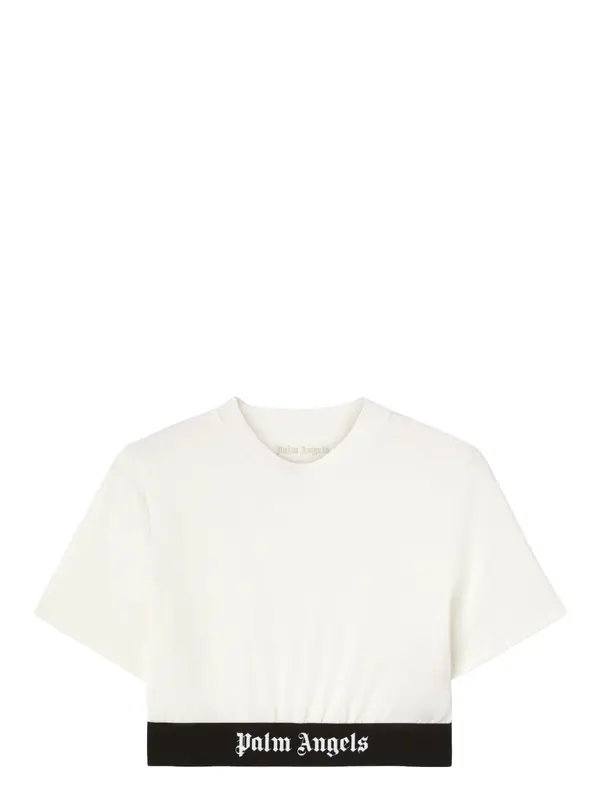 Palm Angels Logo-underband Crop Top - White