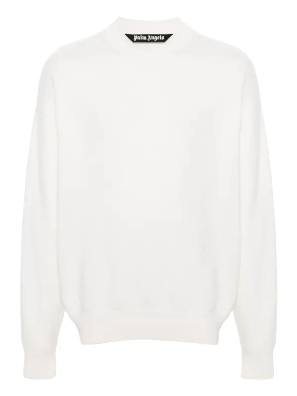 Palm Angels Monogram-print Crew-neck Jumper - Neutrals