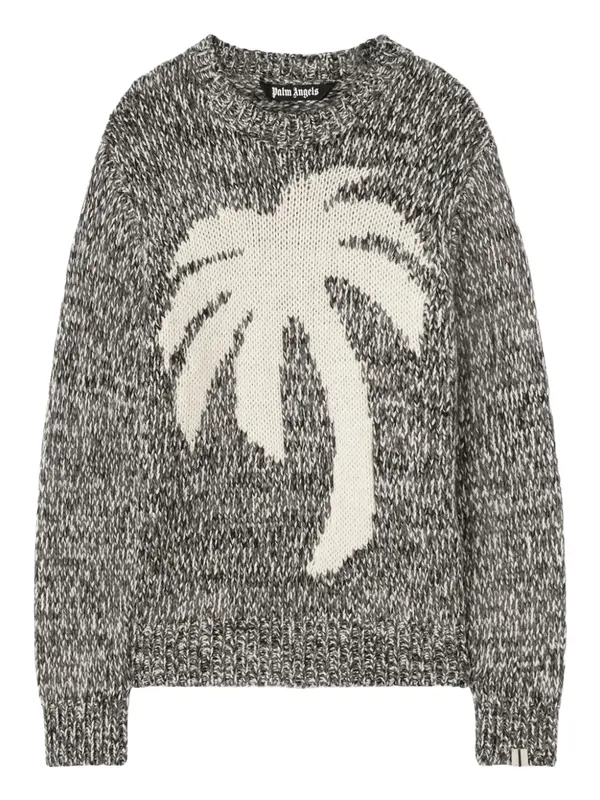 Palm Angels Palm Tree Print Jumper - Grey