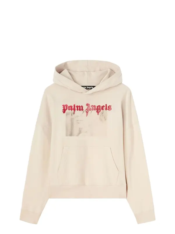Palm Angels Portrait-print Cotton Hoodie - Neutrals