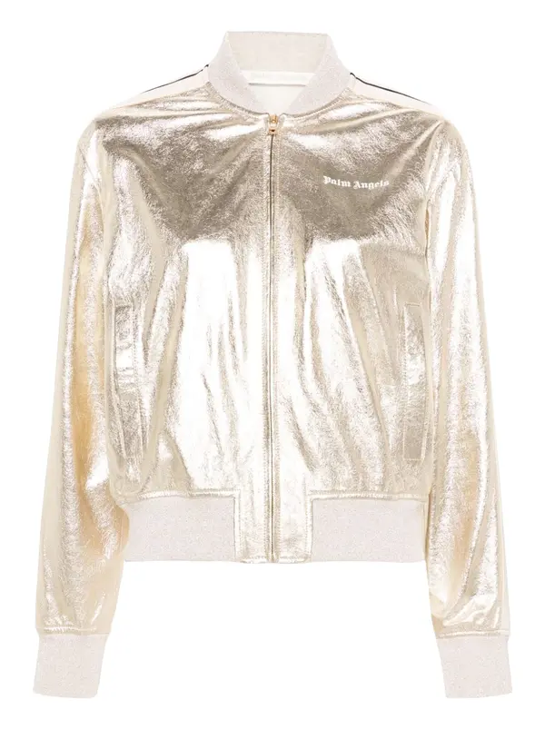Palm Angels Leather Bomber Jacket - Gold