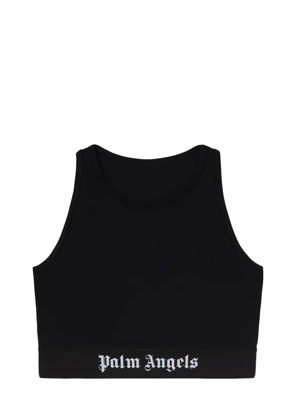 Palm Angels Logo-underband Crew-neck Bra - Black