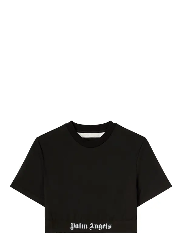 Palm Angels Logo-underband Cropped T-shirt - Black