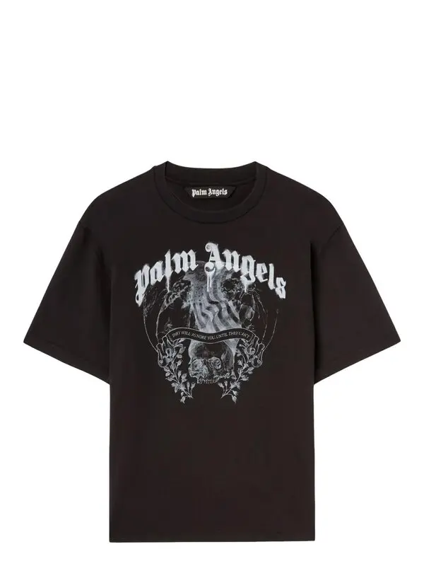 Palm Angels Statement Pencil Cotton T-shirt - Black