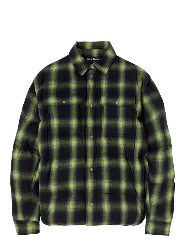 Palm Angels Check-pattern Padded Shirt Jacket - Green