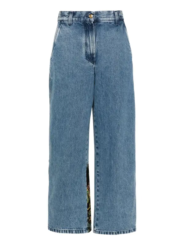 Palm Angels Embroidery-panel Baggy Jeans - Blue