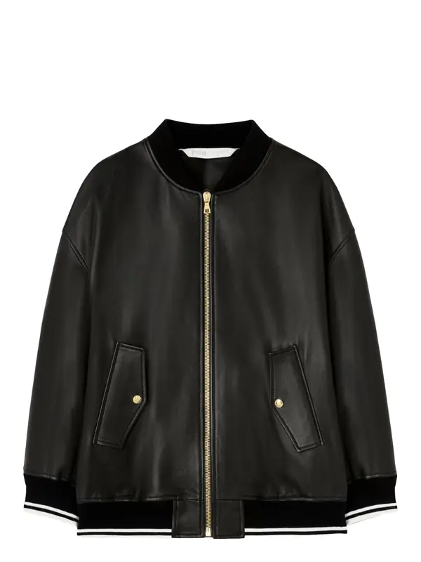 Palm Angels Logo-print Leather Bomber Jacket - Black