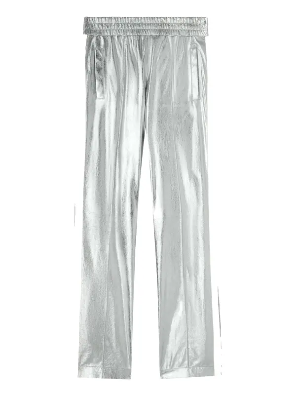 Palm Angels Metallic Leather Trousers - Silver