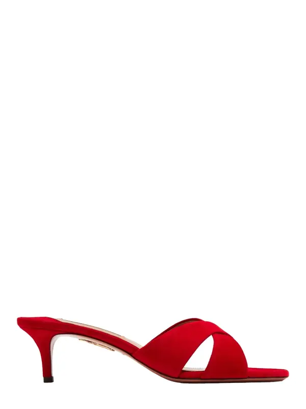 AQUAZZURA Divine 50mm Leather Mules - Red
