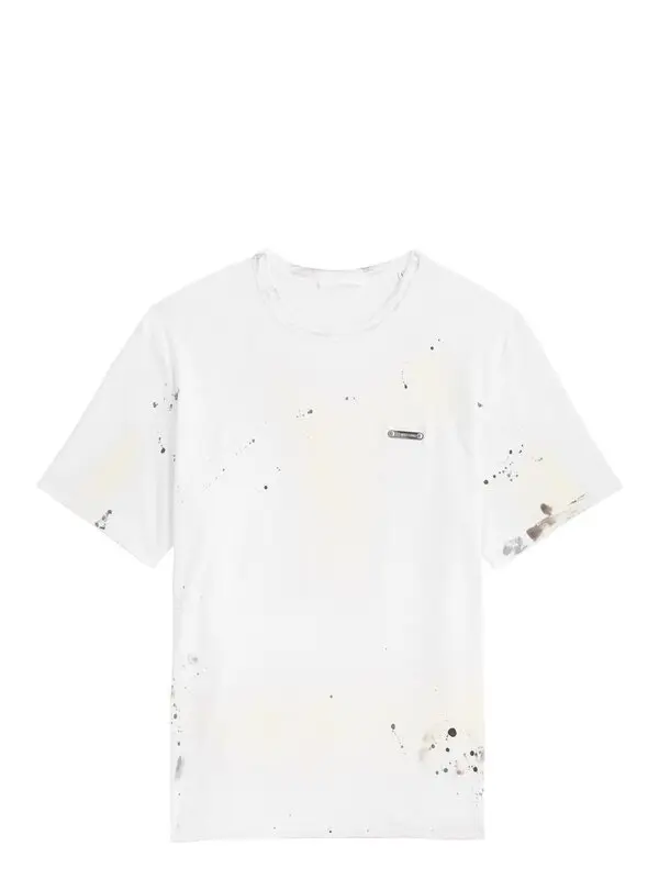 Helmut Lang Distressed Printed Cotton T-shirt - White