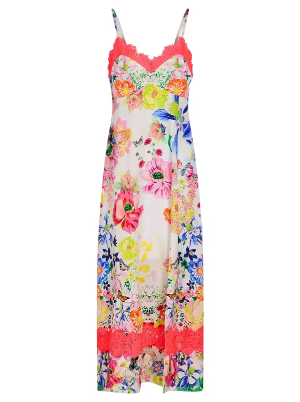 Camilla Crystal-embellished Floral-print Silk-satin Midi Dress - White