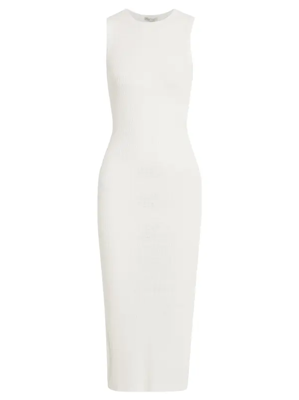 Onia Ribbed Linen-blend Midi Dress - White