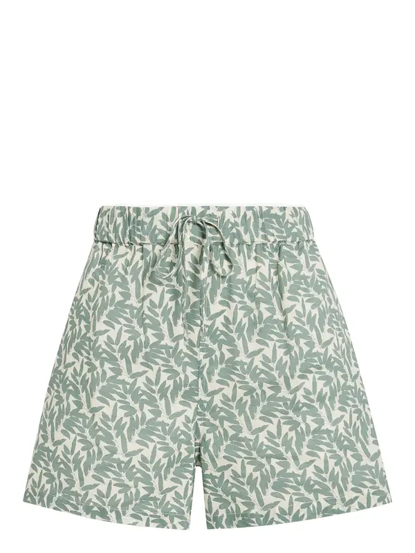 Onia Printed Linen-cotton Blend Shorts - Sage Green