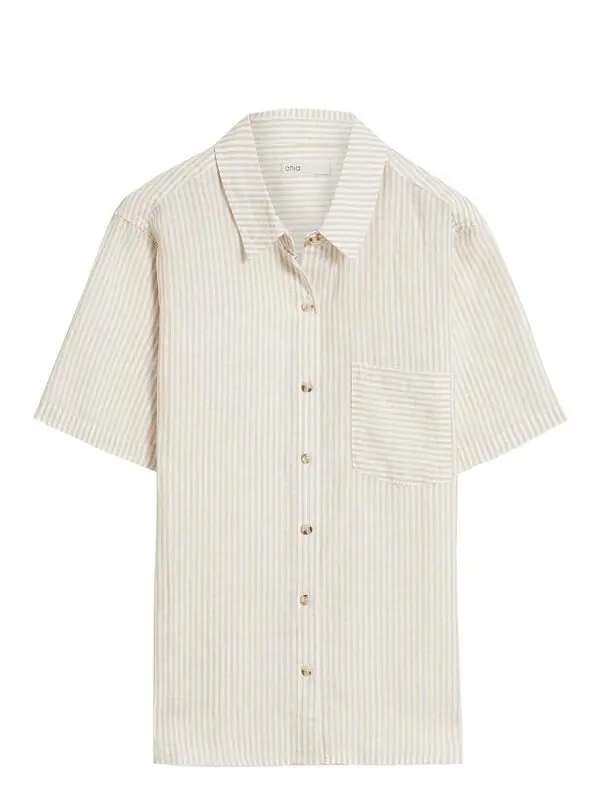 Onia Striped Linen-lyocell Shirt - Beige