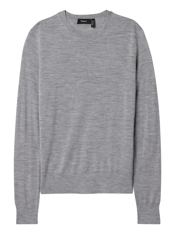 Theory Wool-blend Fine Knit Sweater - Gray