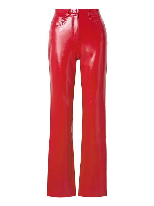 Norma Kamali Vegan Patent-leather Skinny Pants - Red