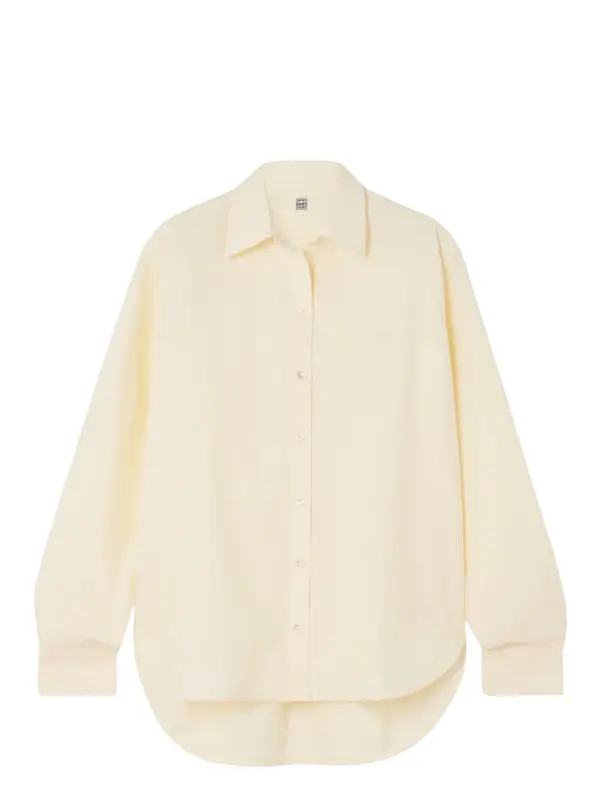 TOTEME Embroidered Organic Cotton Oxford Shirt - Yellow