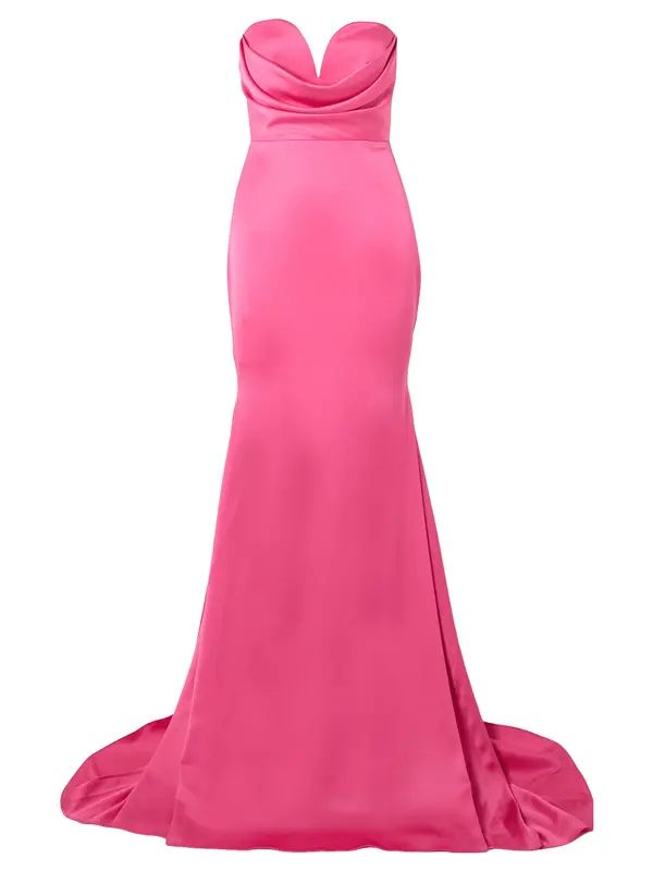 Alex Perry Strapless Draped Gown - Pink