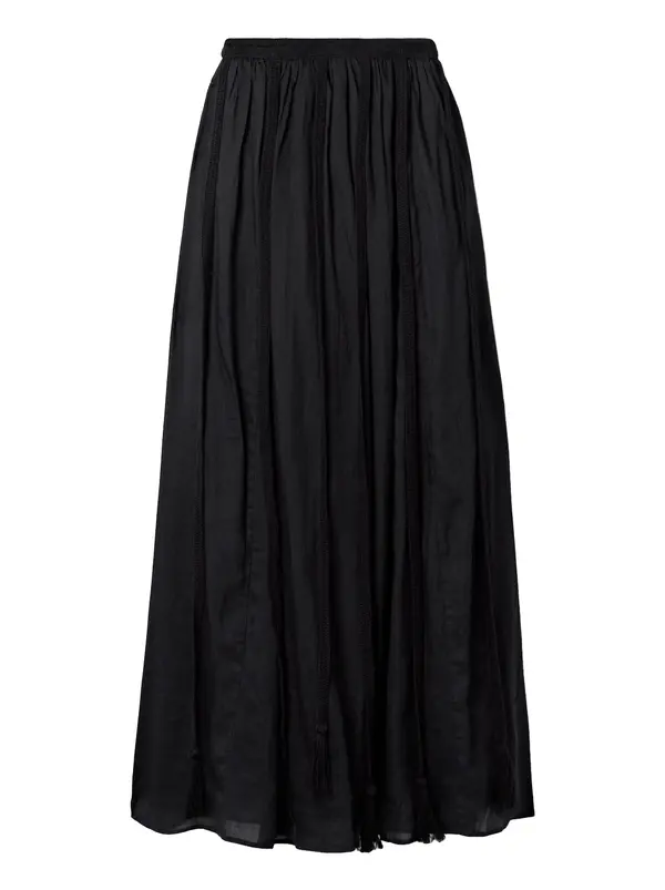 Ulla Johnson Corrine Cotton-trimmed Maxi Skirt - Black