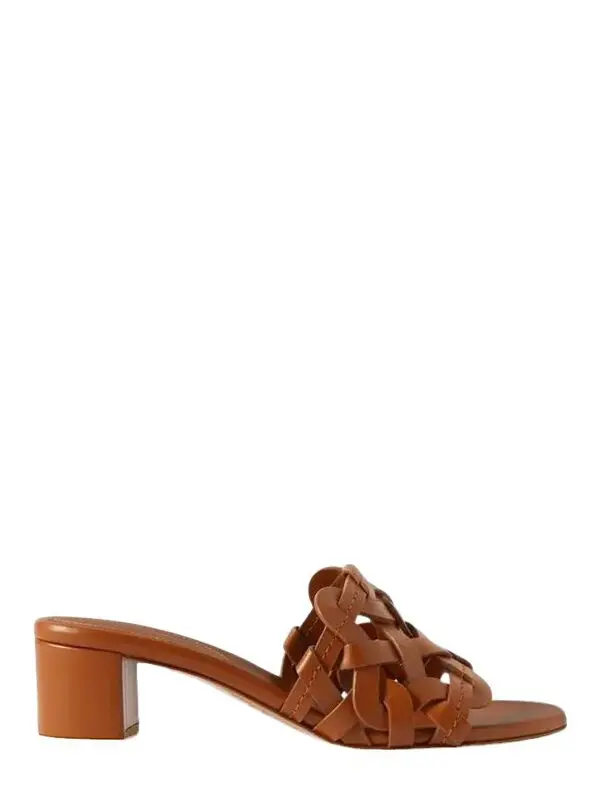 GIANVITO ROSSI Amalfi 45 Woven Leather Sandals - Brown