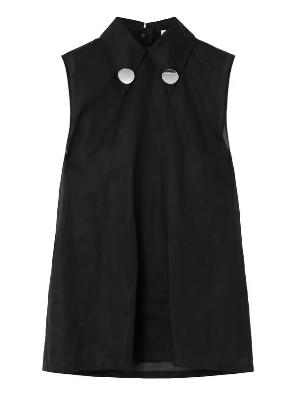 JIL SANDER Sleeveless Cotton-voile Top - Black