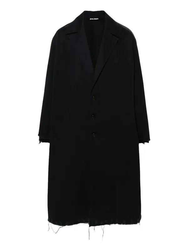 Palm Angels Single-breasted Twill Coat - Blue