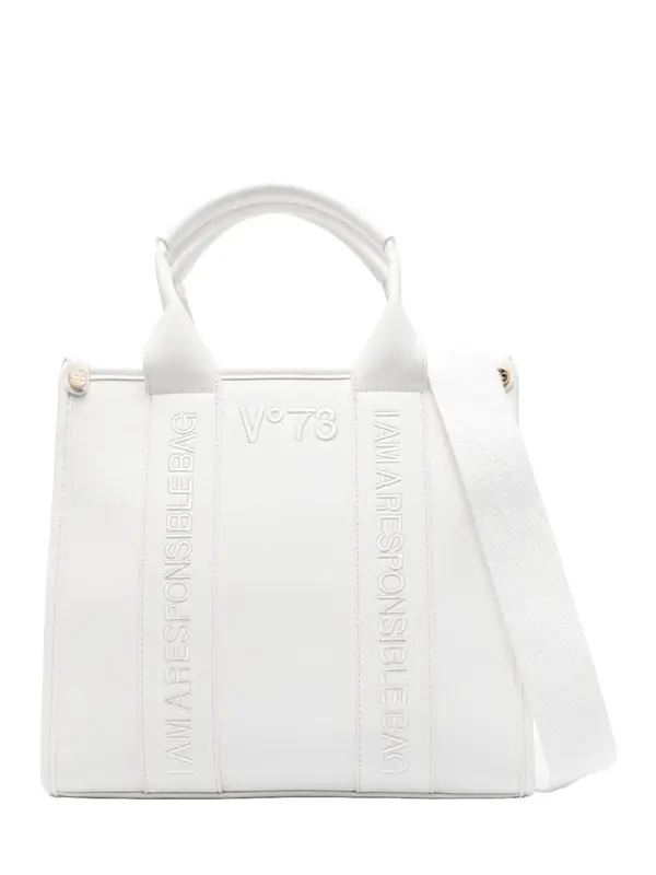 V°73 Embroidered Logo Tote Bag - White