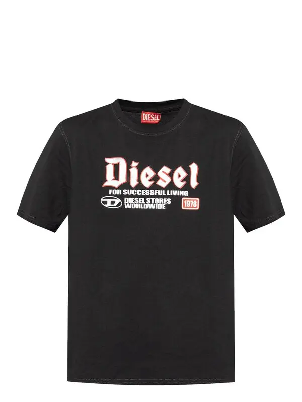 DIESEL® Logo-print Cotton T-shirt - Black
