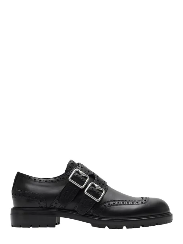 Burberry Leather Monk Shoes - Black