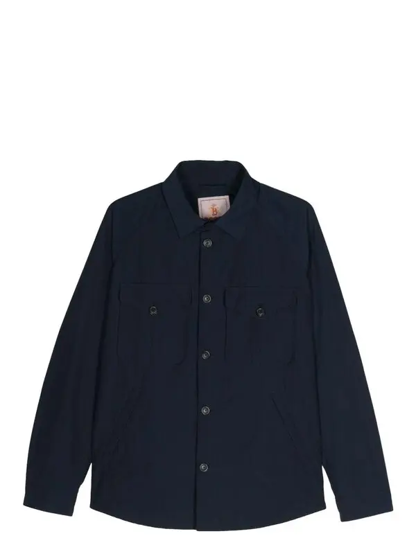 BARACUTA Textured Cotton Shirt Jacket - Blue