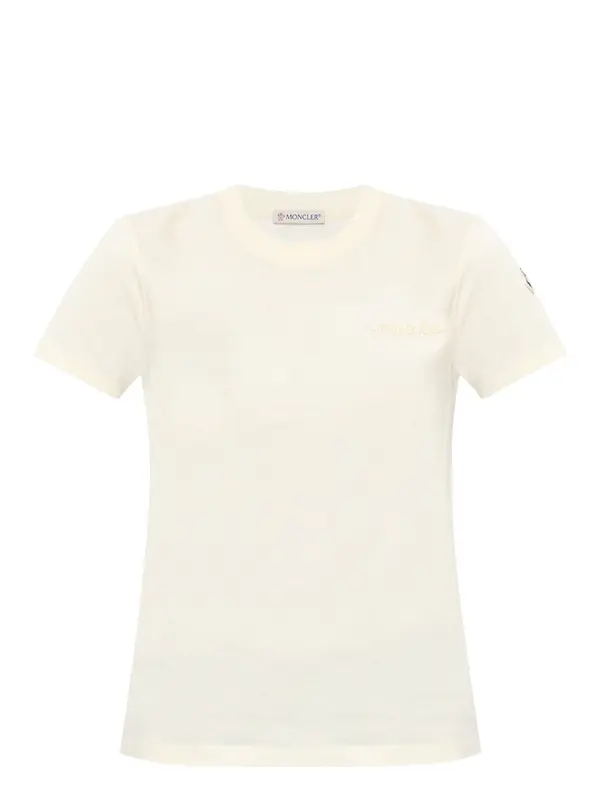 Moncler Logo-patch Cotton T-shirt - Neutrals