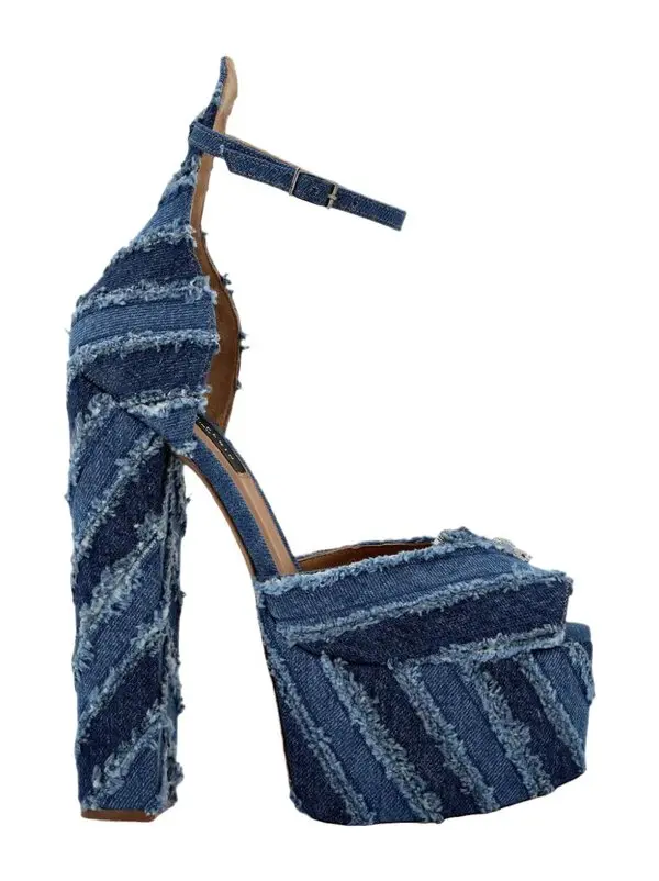 Philipp Plein 120mm Denim Platform Pumps - Blue