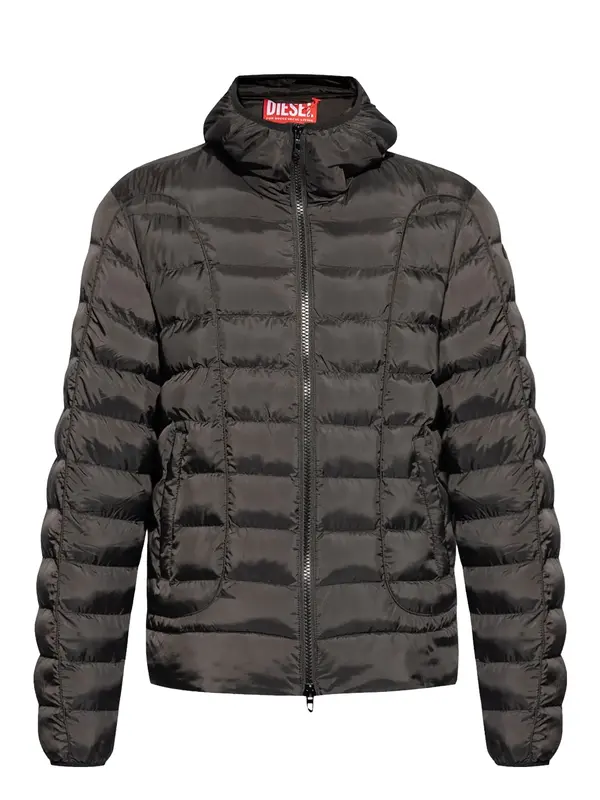 Diesel Logo-appliqué Puffer Jacket - Black