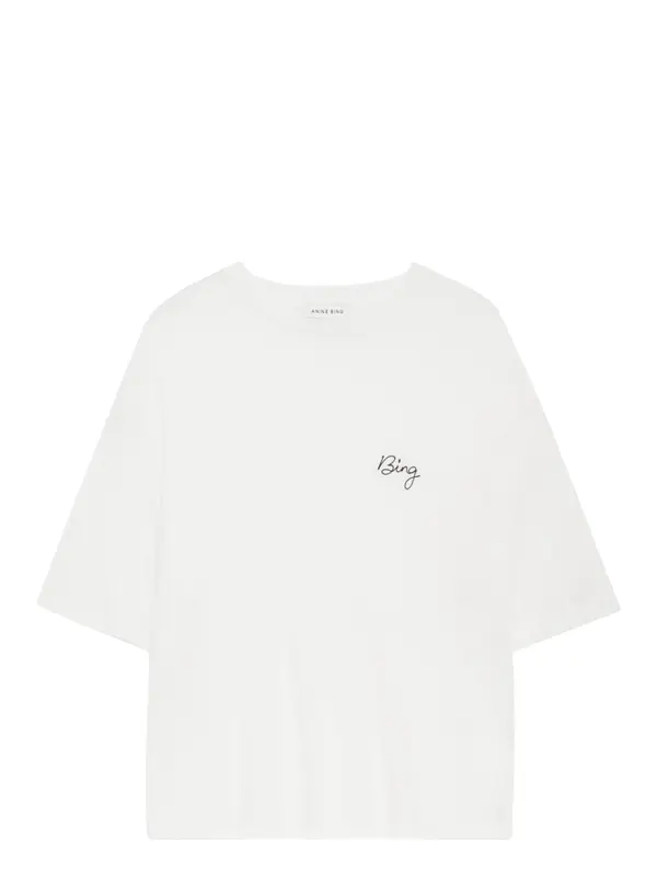 ANINE BING Louis Logo-embroidered T-shirt - White