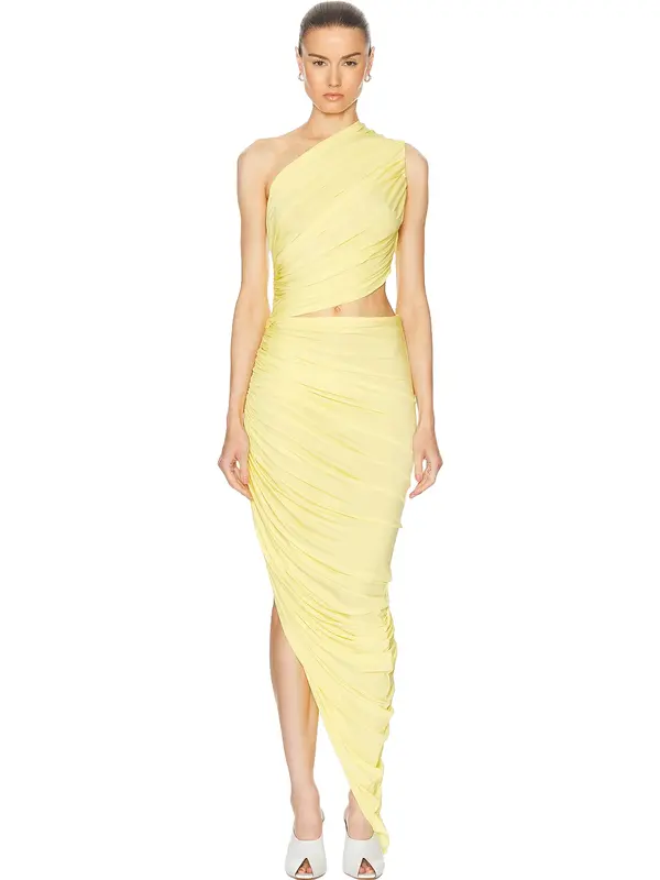Alaïa Asymmetrical One Shoulder Maxi Dress - Jaune Clair