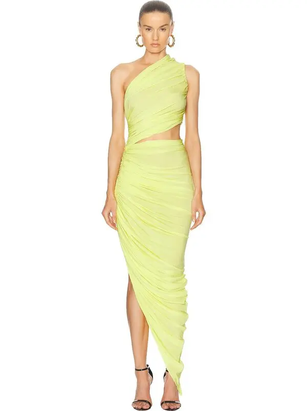 Alaïa Asymmetrical One Shoulder Maxi Dress - Jaune Clair