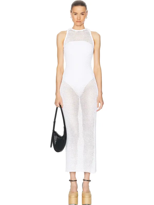Alaïa Open Knit Maxi Dress - Blanc