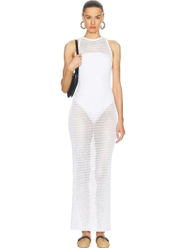 Alaïa Open Knit Maxi Dress - Blanc