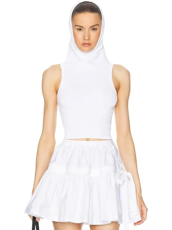 Alaïa Crop Hooded Tank Top - Blanc