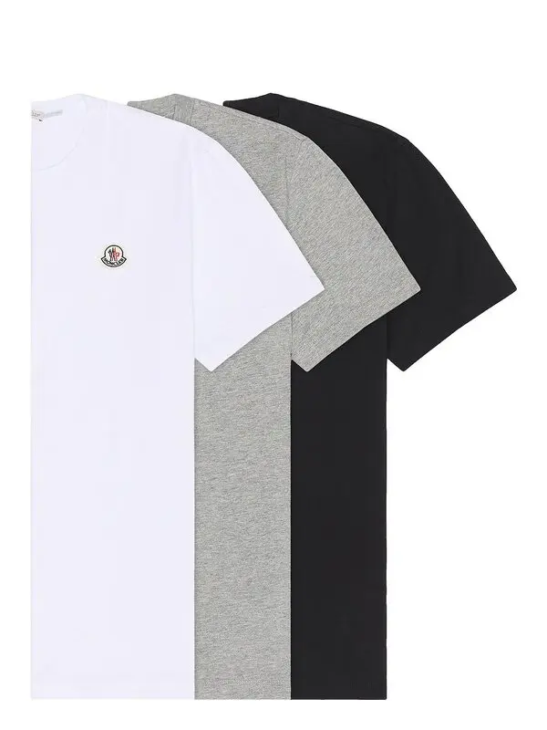 Moncler 3 Pack Tee In White - Multi