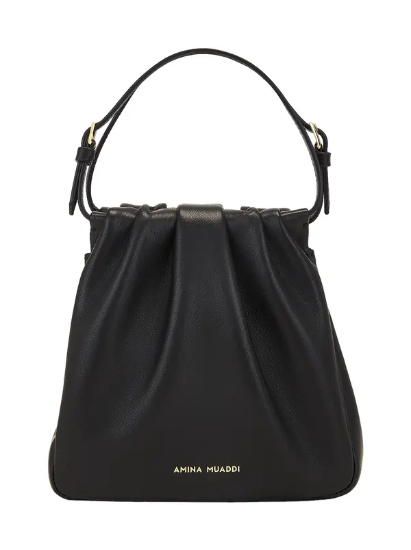 Amina Muaddi Vittoria Bag - Black & Gold