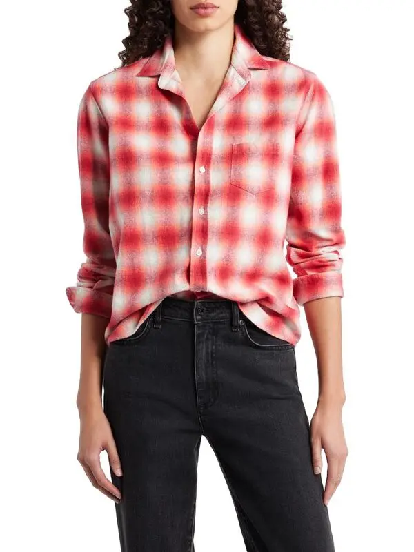 Frank & Eileen Eileen Relaxed Button-up Shirt - Dark Pink White Plaid