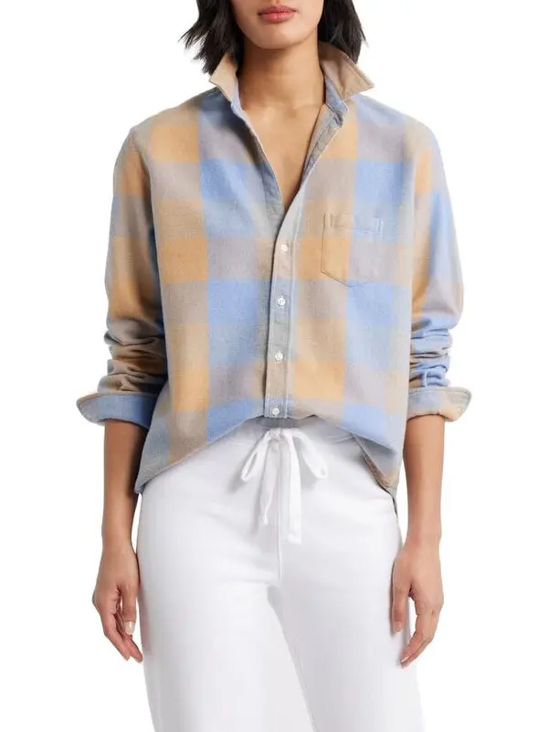 Frank & Eileen Eileen Relaxed Button-up Shirt - Large Blue Camel Check